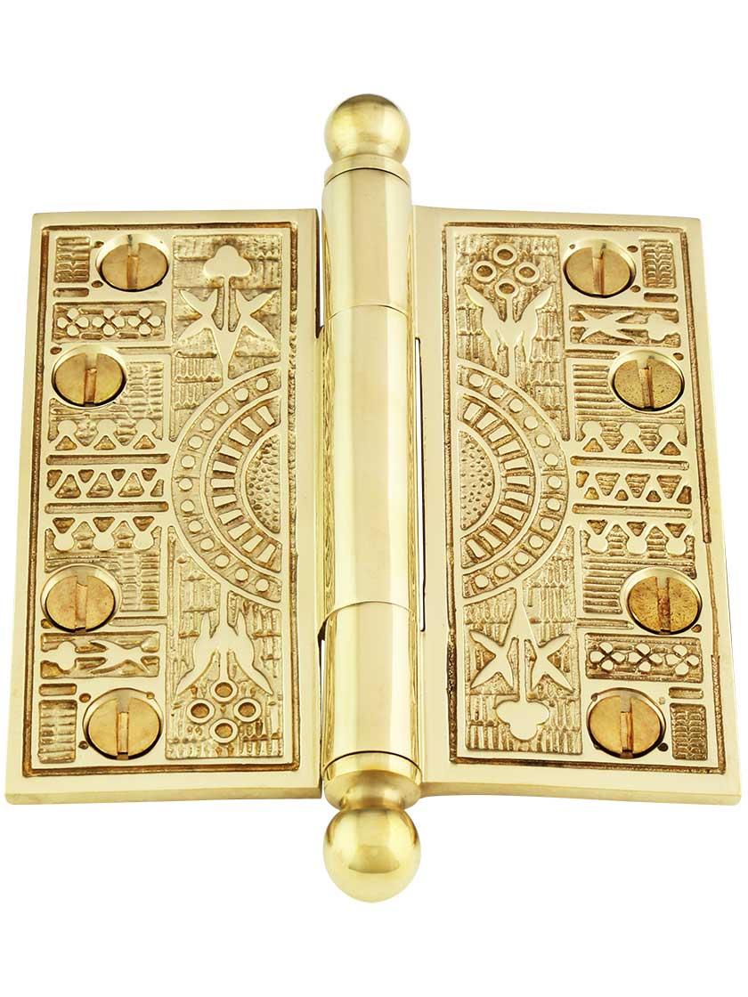 3 1/2-Inch Solid Brass Eastlake Ball Tip Hinge In Unlacquered Brass ...