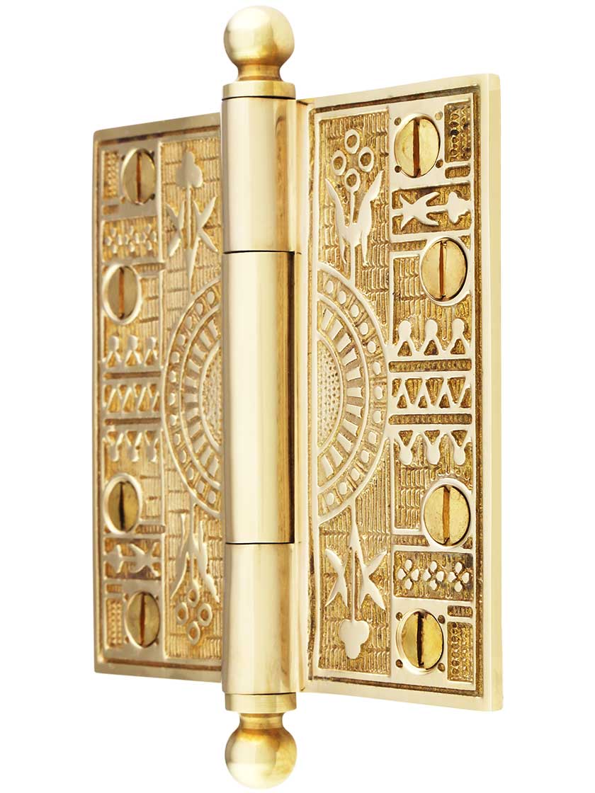 4-Inch Solid Brass Eastlake Ball Tip Hinge In Unlacquered Brass | House ...