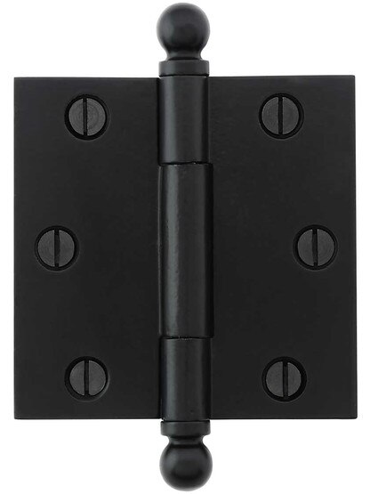 3-Inch Cast Iron Door Hinge With Ball Finials in Matte Black | House of ...
