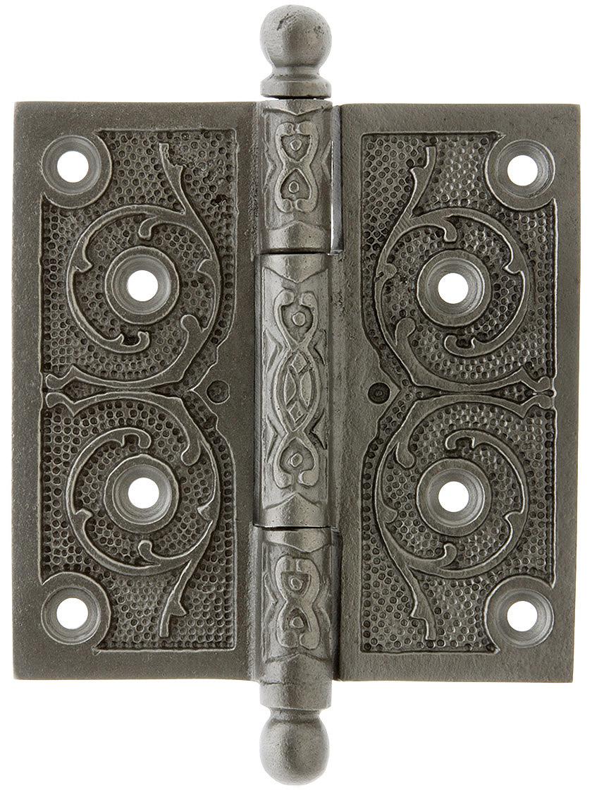 4" Cast Iron Ball Tip Hinge With Decorative Vine Pattern | House of ...