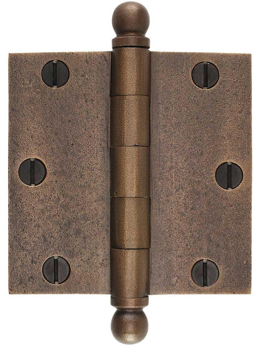 3 1/2-Inch Distressed Solid-Bronze Door Hinge with Ball Finials | House ...
