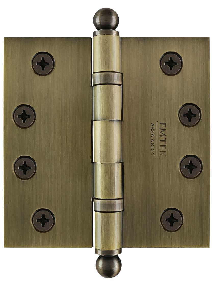 4" Solid Brass Ball-Bearing Door Hinge with Ball Tips | House of ...