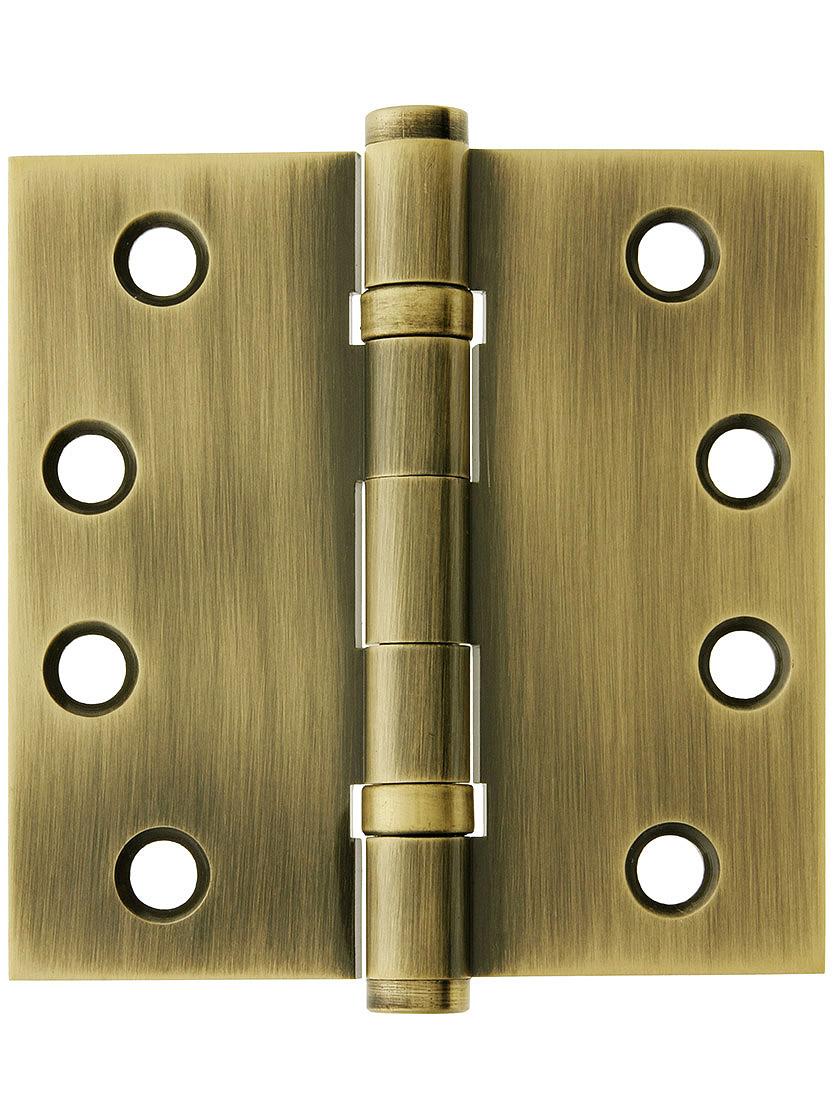 4-Inch Solid Brass Ball Bearing Door Hinge With Button Tips | House of ...