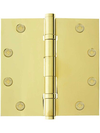 5-Inch Solid Brass Ball Bearing Door Hinge With Button Tips | House of ...