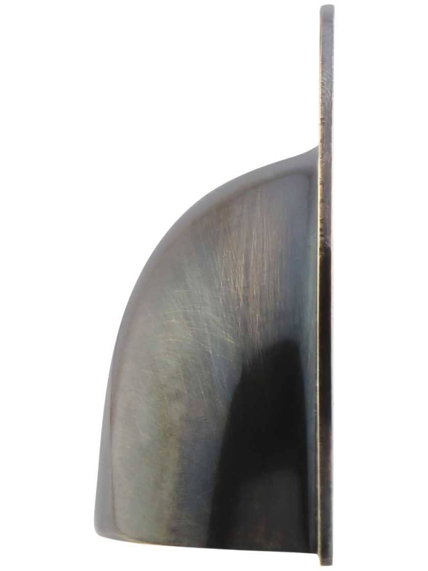 Stamped Brass Half-Moon Cup Pull in Antique-By-Hand - 3 1/8" Center-to ...