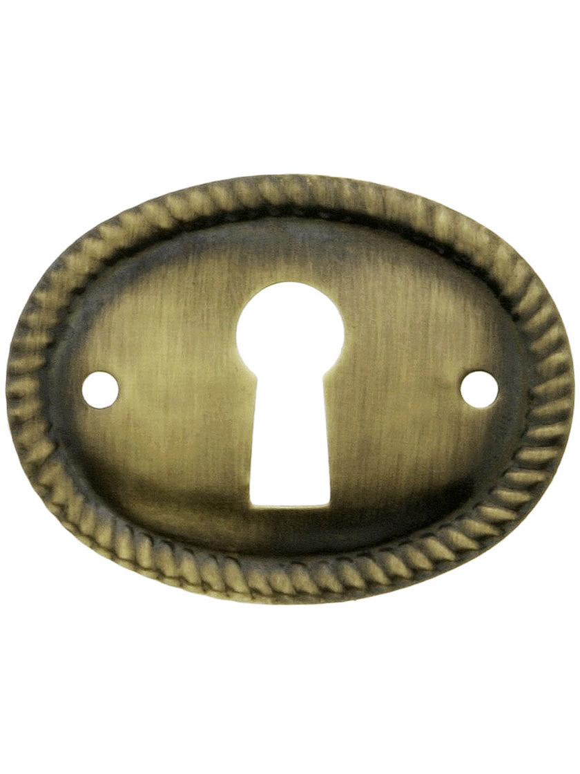 Oval Horizontal Rope-Pattern Brass Keyhole Cover - 1 1/8" x 1 1/2 ...