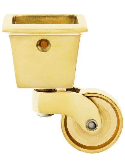 Large Square-Cup Caster with 1 1/4" Brass Wheel | House of Antique Hardware