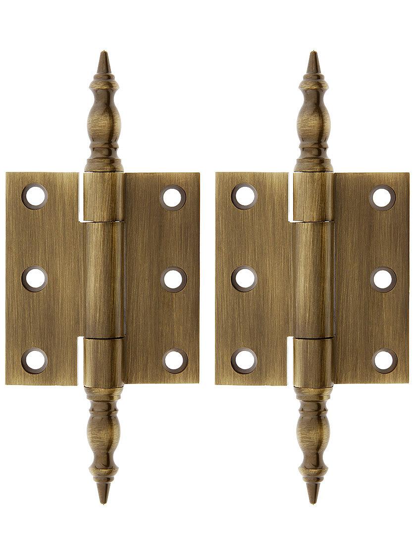 Pair of Solid Brass Steeple Tip Cabinet or Wardrobe Hinges - 2 1/4" X 2 ...