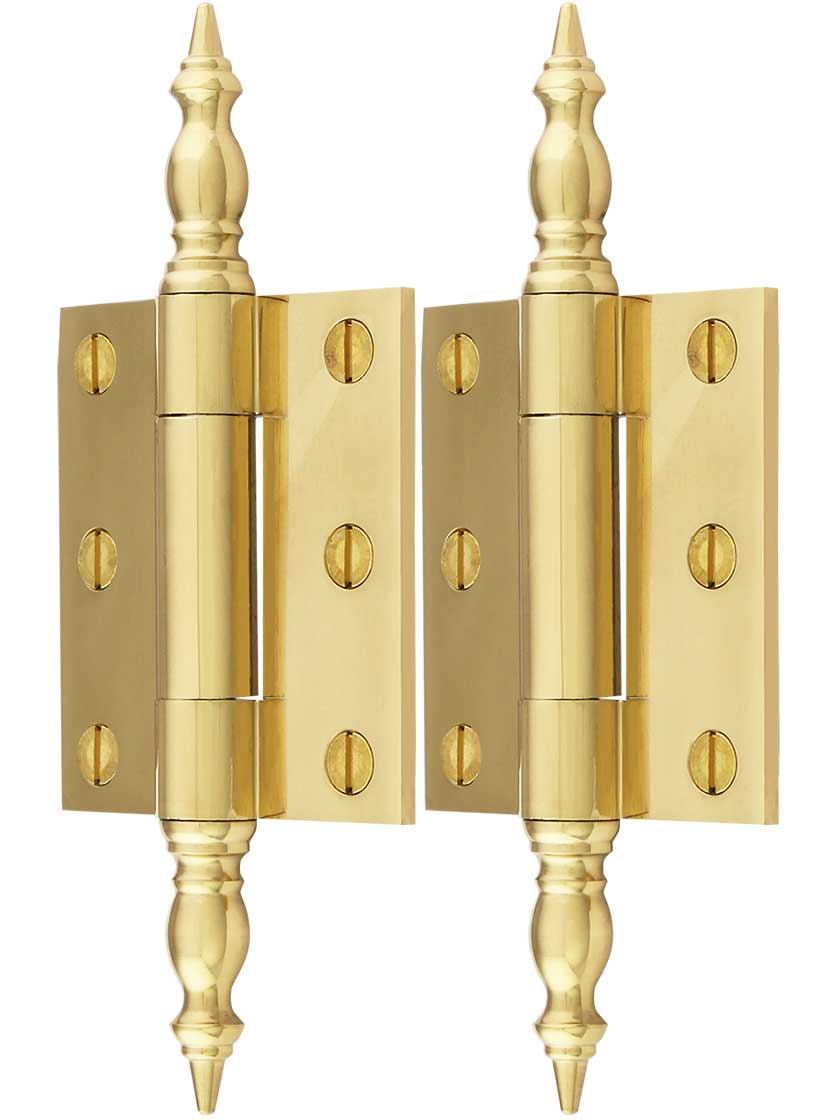 Pair of Solid Brass Steeple Tip Cabinet or Wardrobe Hinges - 2 1/4" X 2 ...