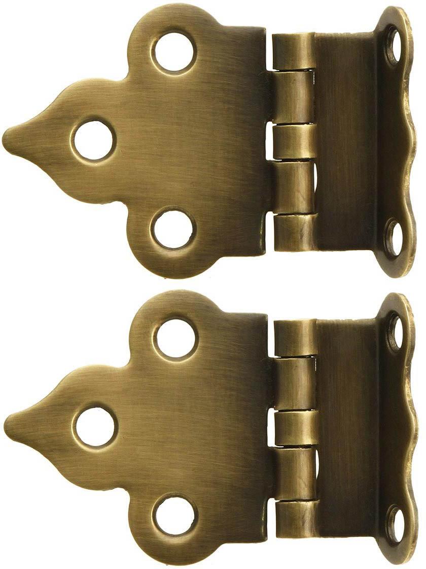 Pair of Solid Brass Gothic-Style Offset Cabinet Hinges in Antique-By ...