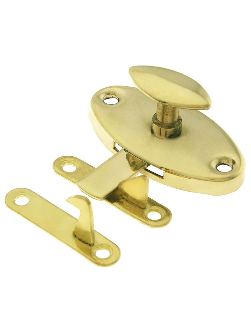 Solid Brass Reversible Oval Hoosier Latch | House of Antique Hardware