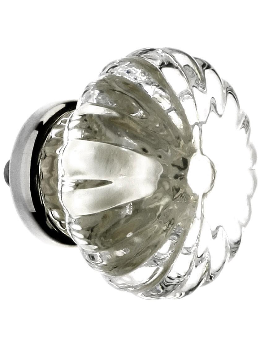 Large Ribbed Clear Glass Drawer Knob With Brass or Nickel Base | House ...