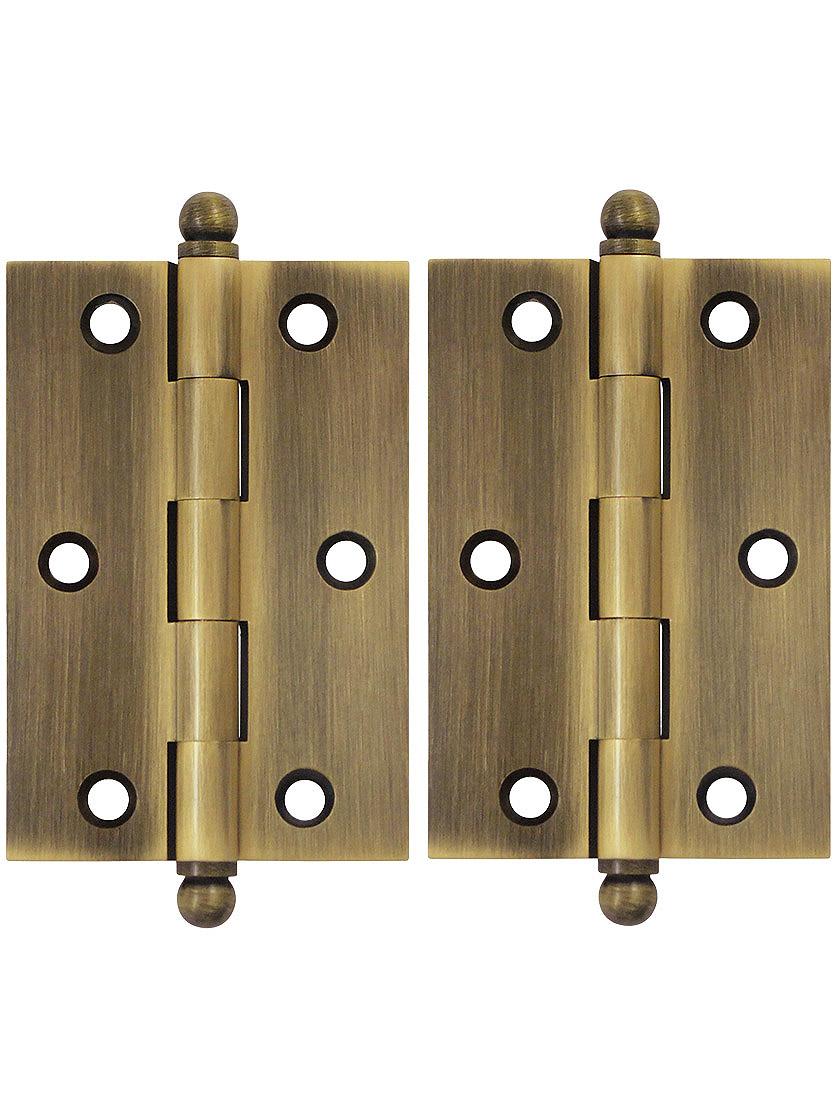 Pair of Solid Brass Cabinet Hinges - 3" x 2" | House of Antique Hardware