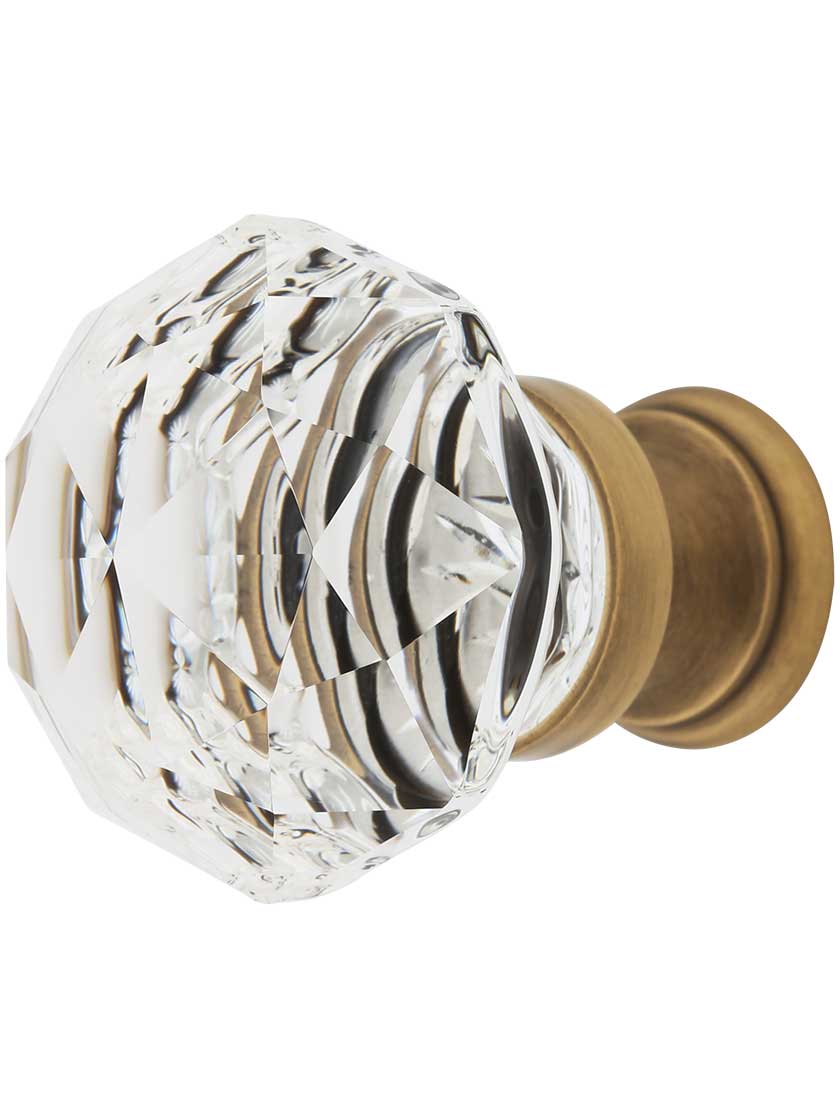 Diamond Cut Crystal Cabinet Knob With Brass Base | House of Antique ...