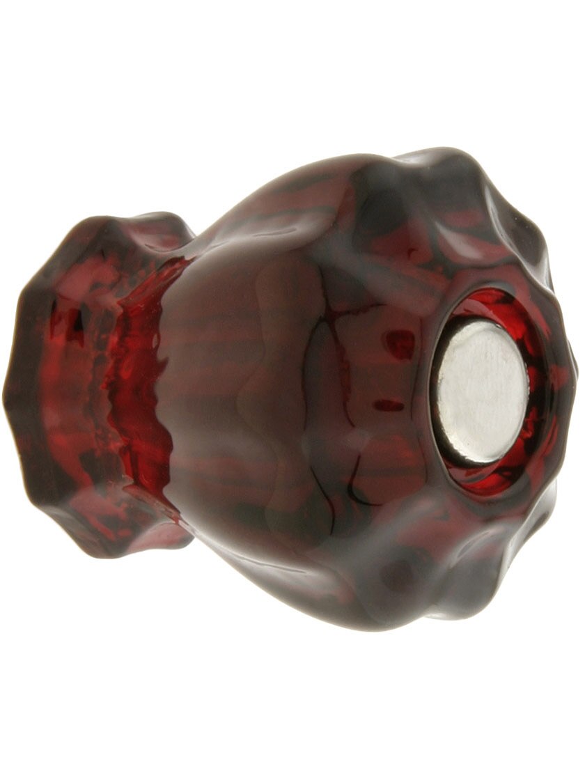 Small Fluted Glass Cabinet Knob With Nickel Bolt | House of Antique ...
