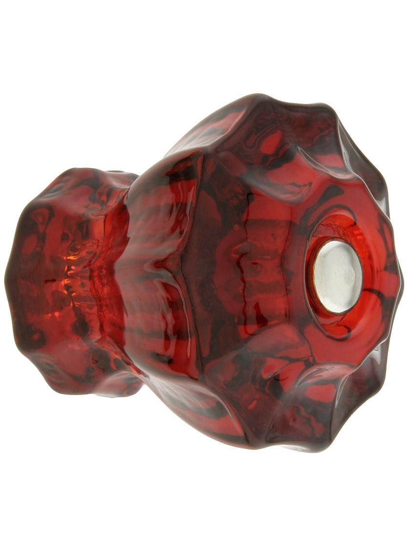 Large Fluted Glass Cabinet Knob With Nickel Bolt | House of Antique ...