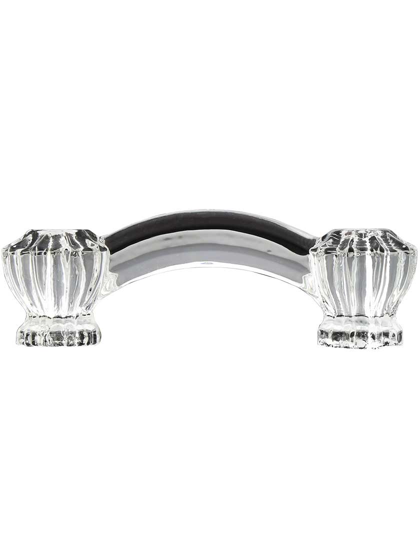 Fluted Glass Bridge Drawer Pull With Nickel Bolts | House of Antique ...