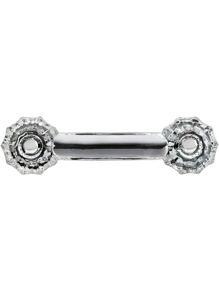 Fluted Glass Bridge Drawer Pull With Nickel Bolts | House of Antique ...