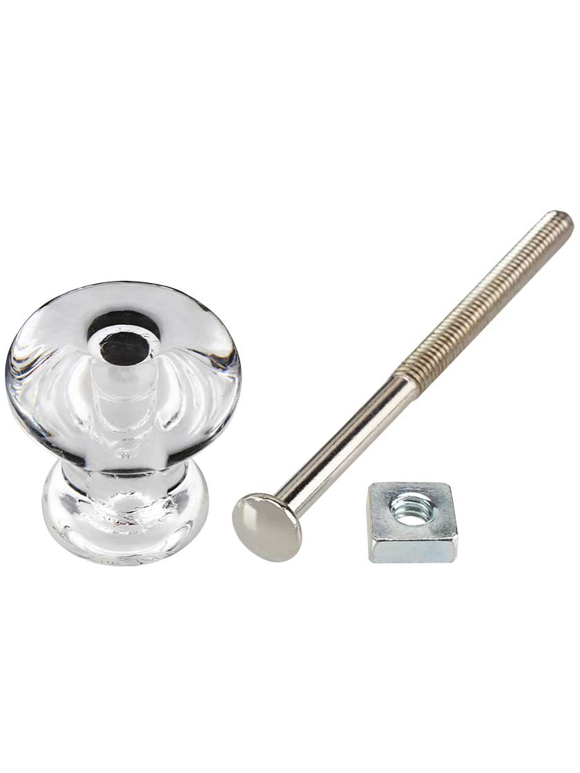 "Mushroom" Glass Cabinet Knob With Nickel Bolt | House of Antique Hardware