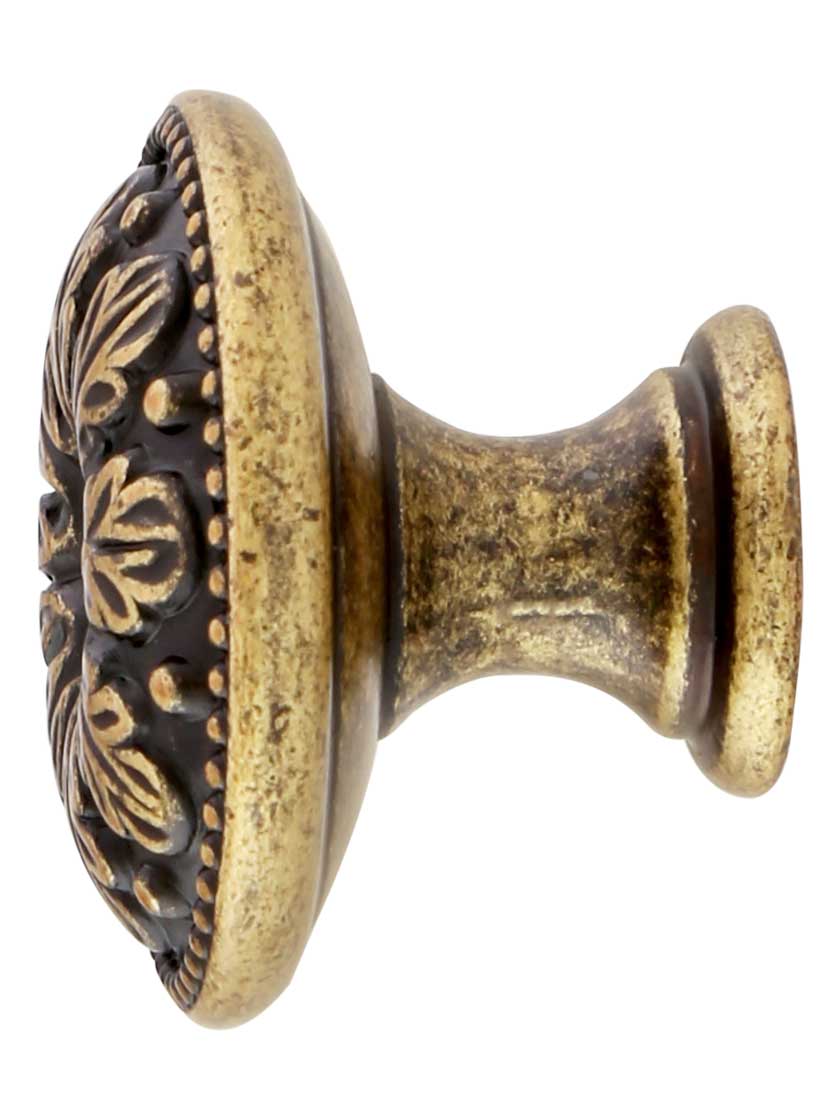 Leaf Design Cabinet Knob in Old Iron Finish | House of Antique Hardware