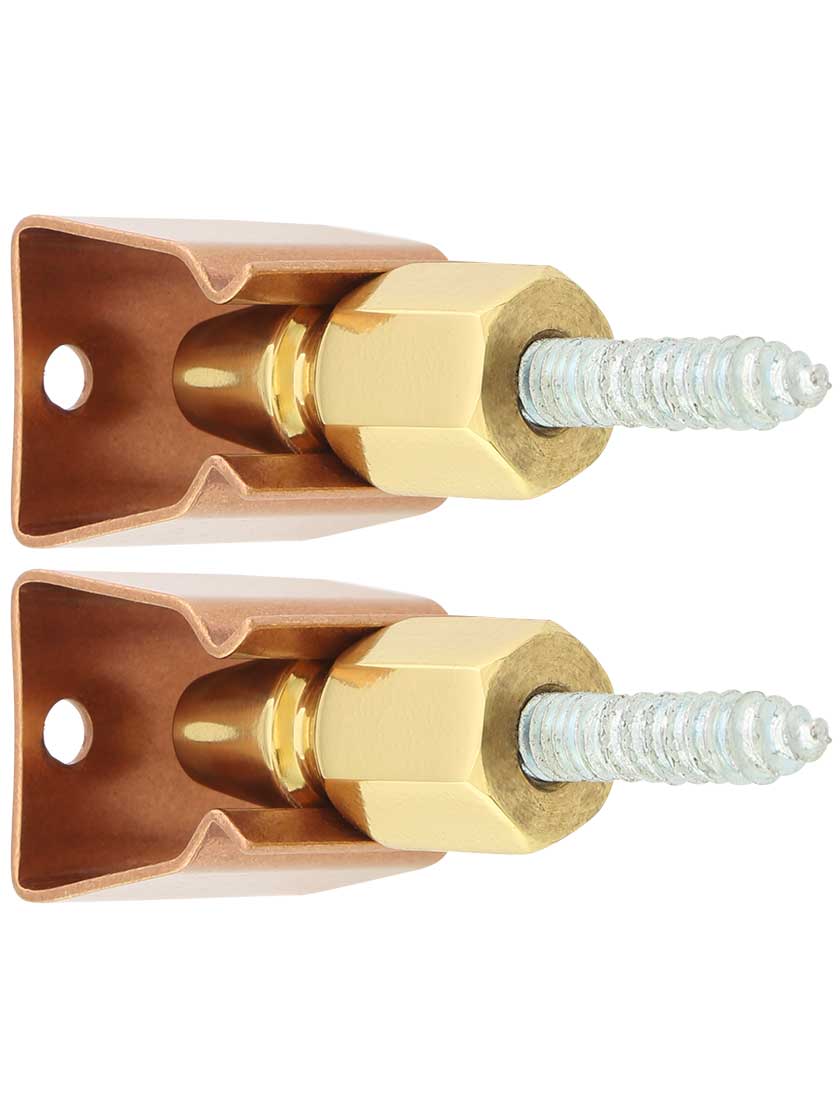Pair of Small Brass & Copper Shutter Bullet Catches with Natural Finish ...