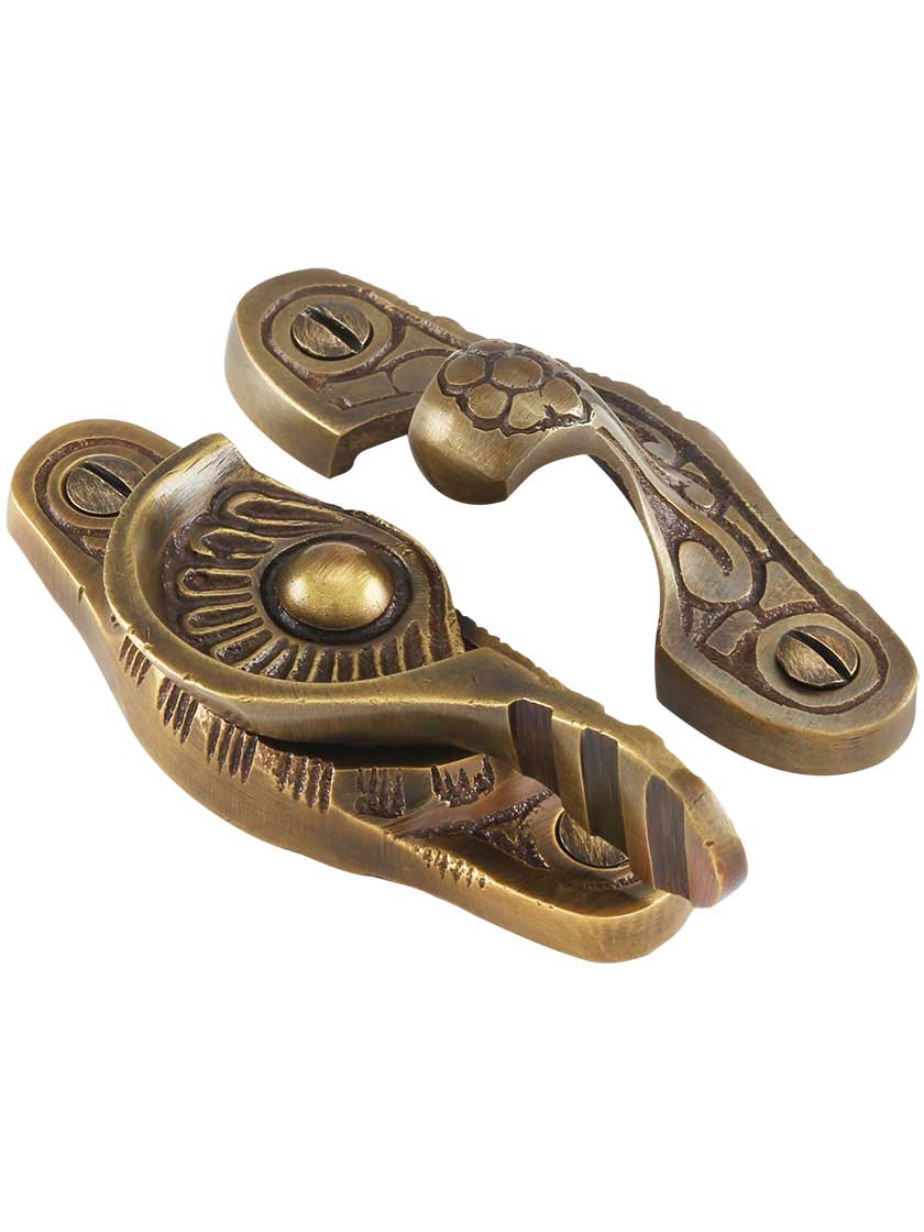 Floral Victorian Solid Brass Sash Lock In Antique-By-Hand Finish ...