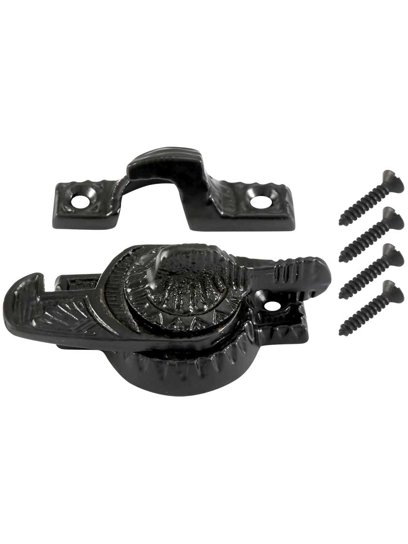 Cast Iron Eastlake Style Sash Lock in Matte Black | House of Antique ...