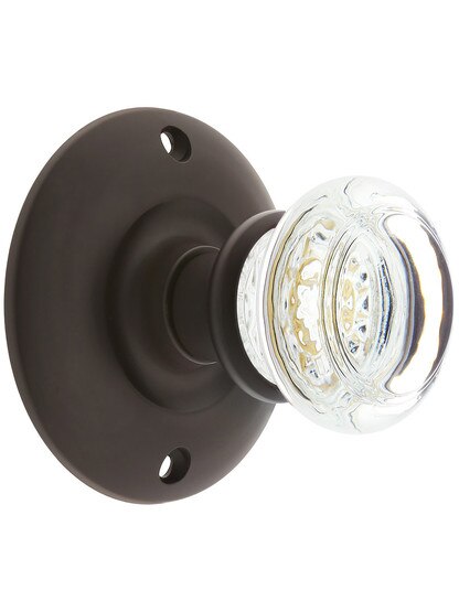 Large Brass Rosette Door Set with Round Glass Knobs | House of Antique ...