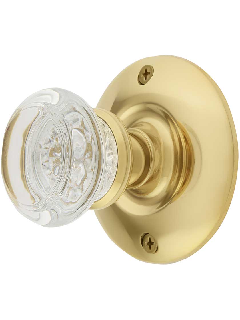 Large Brass Rosette Door Set with Round Glass Knobs | House of Antique ...