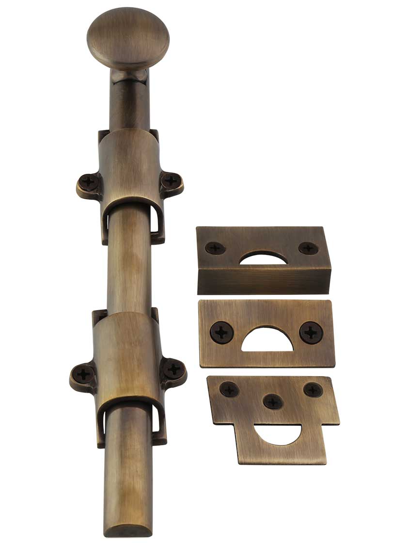 8-Inch Traditional Style Solid Brass Surface Bolt in Antique-By-Hand | House of Antique Hardware