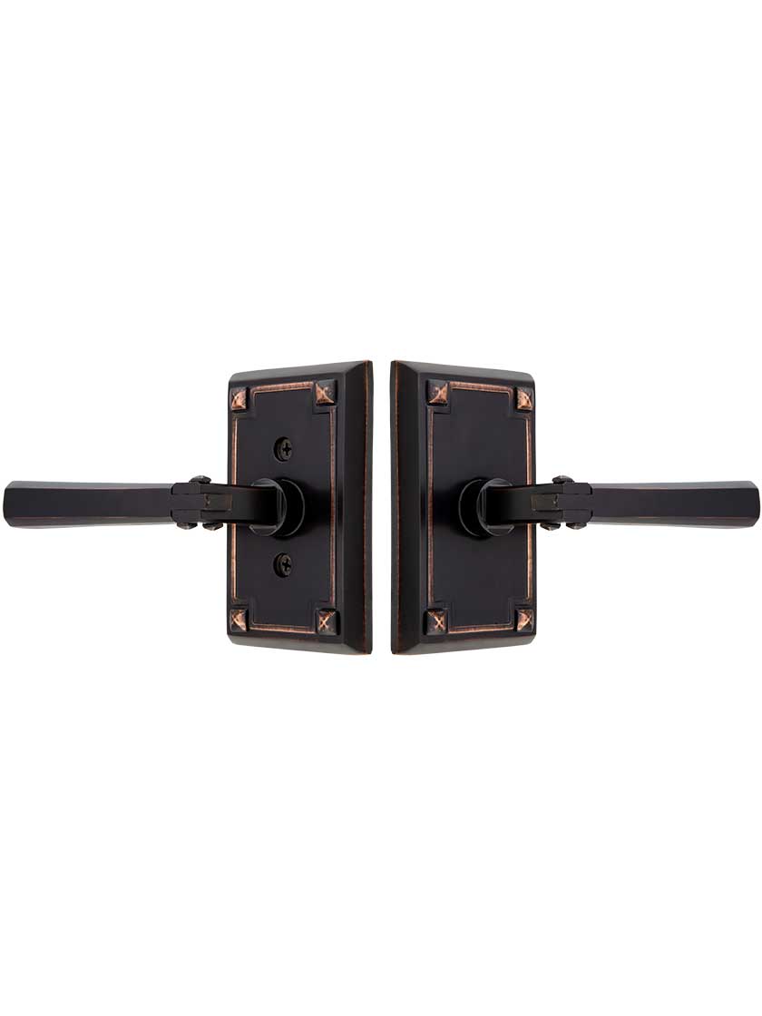 Craftsman Style Lever Door Set With Rectangular Rosettes | House of ...