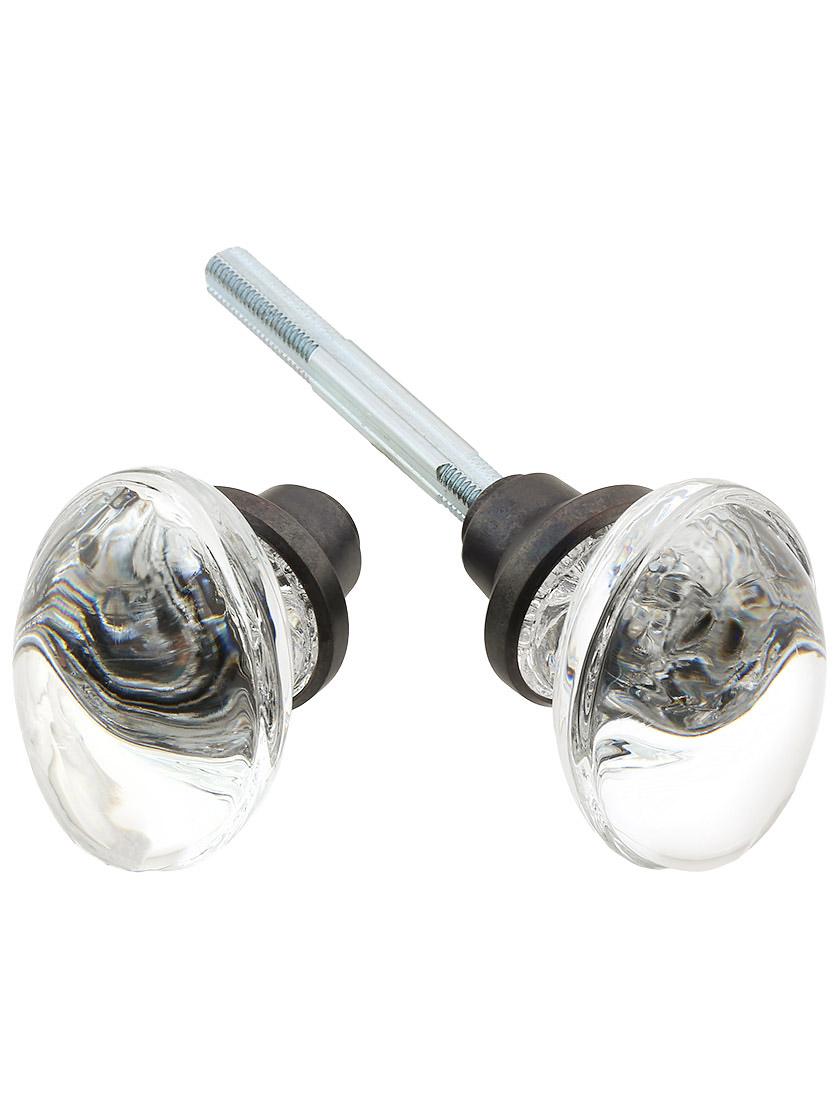 Pair of Oval Clear Crystal Knobs | House of Antique Hardware