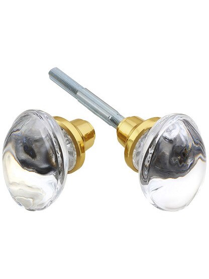 Pair of Oval Clear Crystal Knobs | House of Antique Hardware