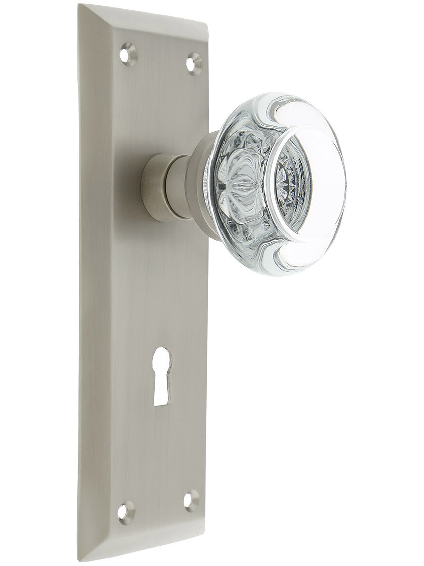 Pair of Round Clear Crystal Knobs | House of Antique Hardware