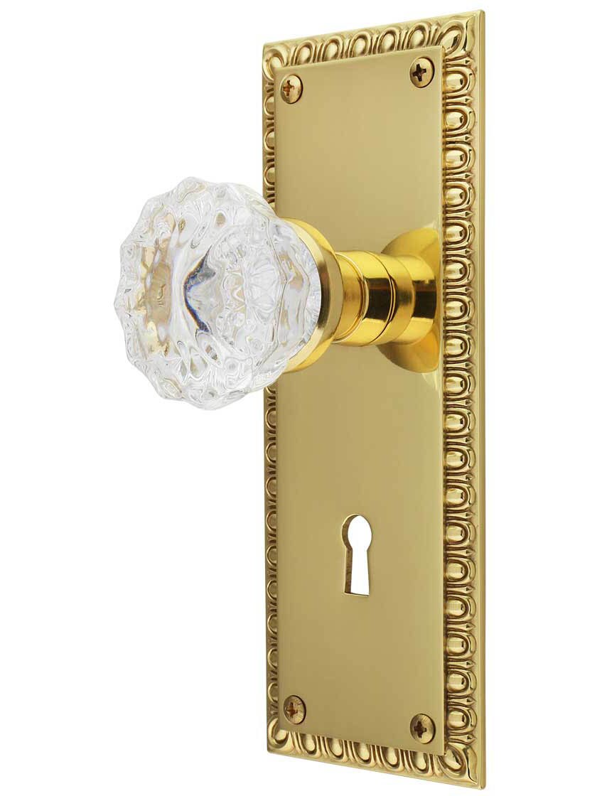 Ovolo Mortise-Lock Set with Fluted Crystal Glass Knobs | House of ...