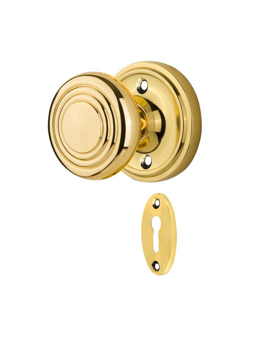 Classic Rosette Mortise Lock Set with Deco Style Knobs | House of ...