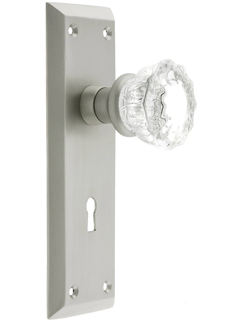New York Mortise Lock Set With Fluted Crystal Door Knobs | House of ...