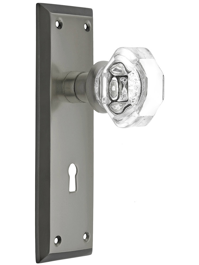 New York Mortise Lock Set With Waldorf Crystal Knobs | House of Antique ...