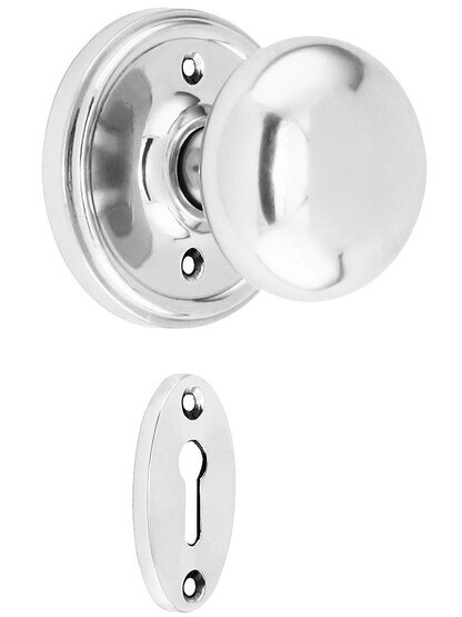 Classic Rosette Mortise Lock Set with Round Brass Knobs | House of ...