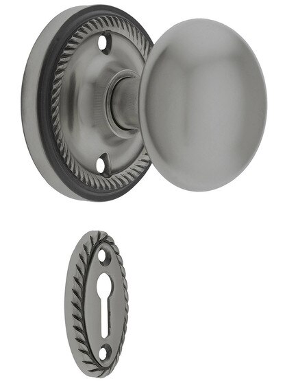 Rope Rosette Mortise Lock Set With Round Brass Knobs | House of Antique ...