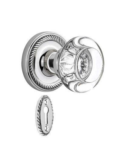 Rope Rosette Mortise-Lock Set with Round Crystal Glass Knobs | House of ...
