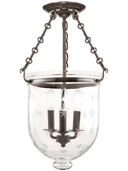 Hampton Large Bell Jar Ceiling Light with Etched Star Pattern | House ...