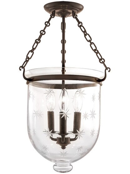 Hampton Large Bell Jar Ceiling Light with Etched Star Pattern | House ...