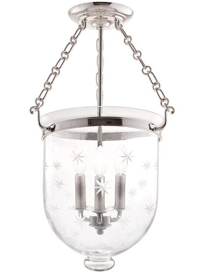 Hampton Large Bell Jar Ceiling Light with Etched Star Pattern | House ...
