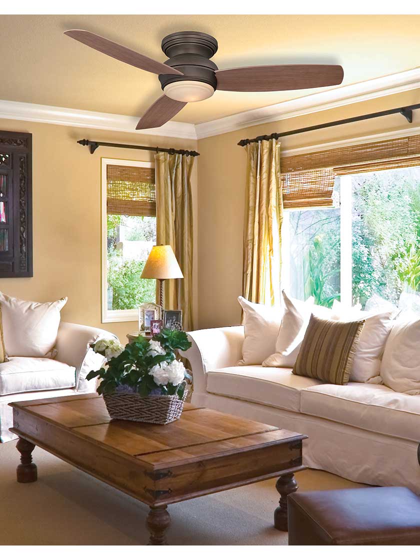 44 Traditional Concept Flush Mount Led Ceiling Fan In Oil Rubbed