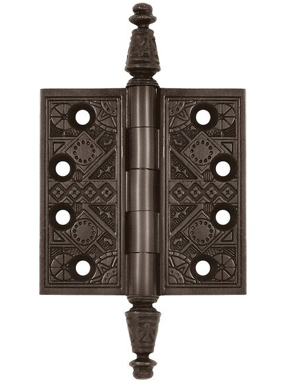 3 1/2" Premium Brass Aesthetic-Pattern Hinge with Decorative Steeple ...