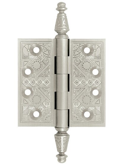 3 1/2" Premium Brass Aesthetic-Pattern Hinge with Decorative Steeple ...