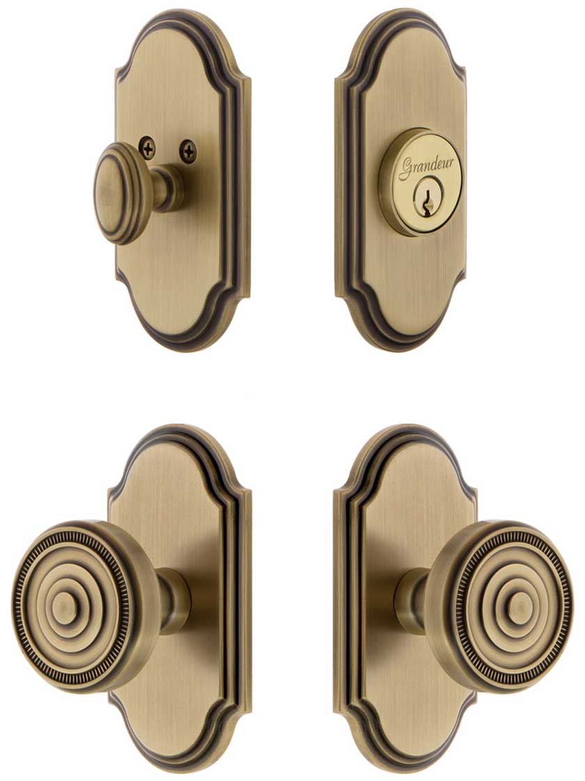 Grandeur Arc Entry Door Set with Soleil Knobs | House of Antique Hardware