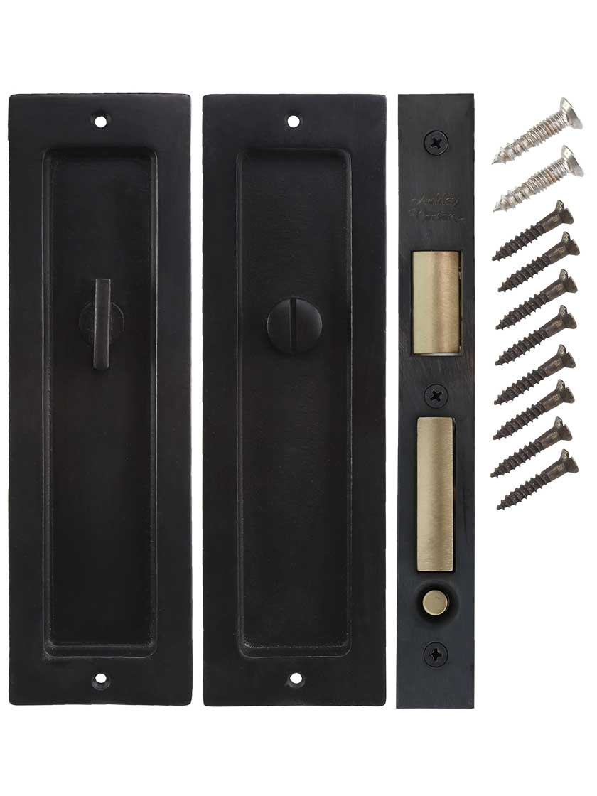 Solid Bronze Privacy Pocket Door Mortise-Lock Set with Rectangular ...