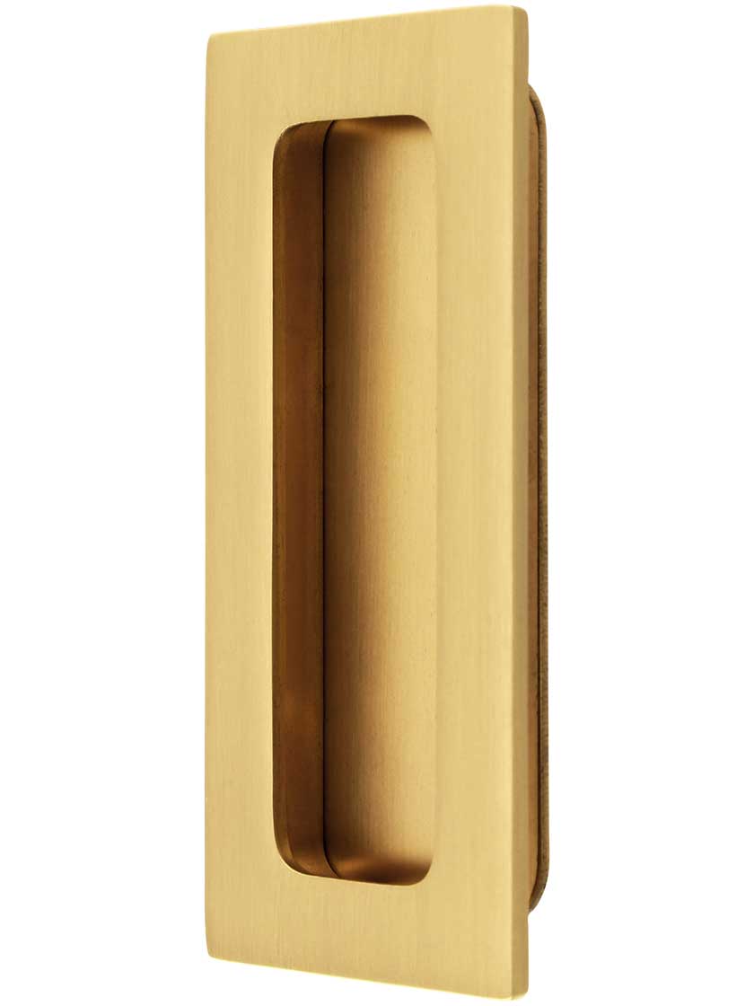 4" Solid Brass Modern Rectangular Pocket-Door Flush Pull | House of ...